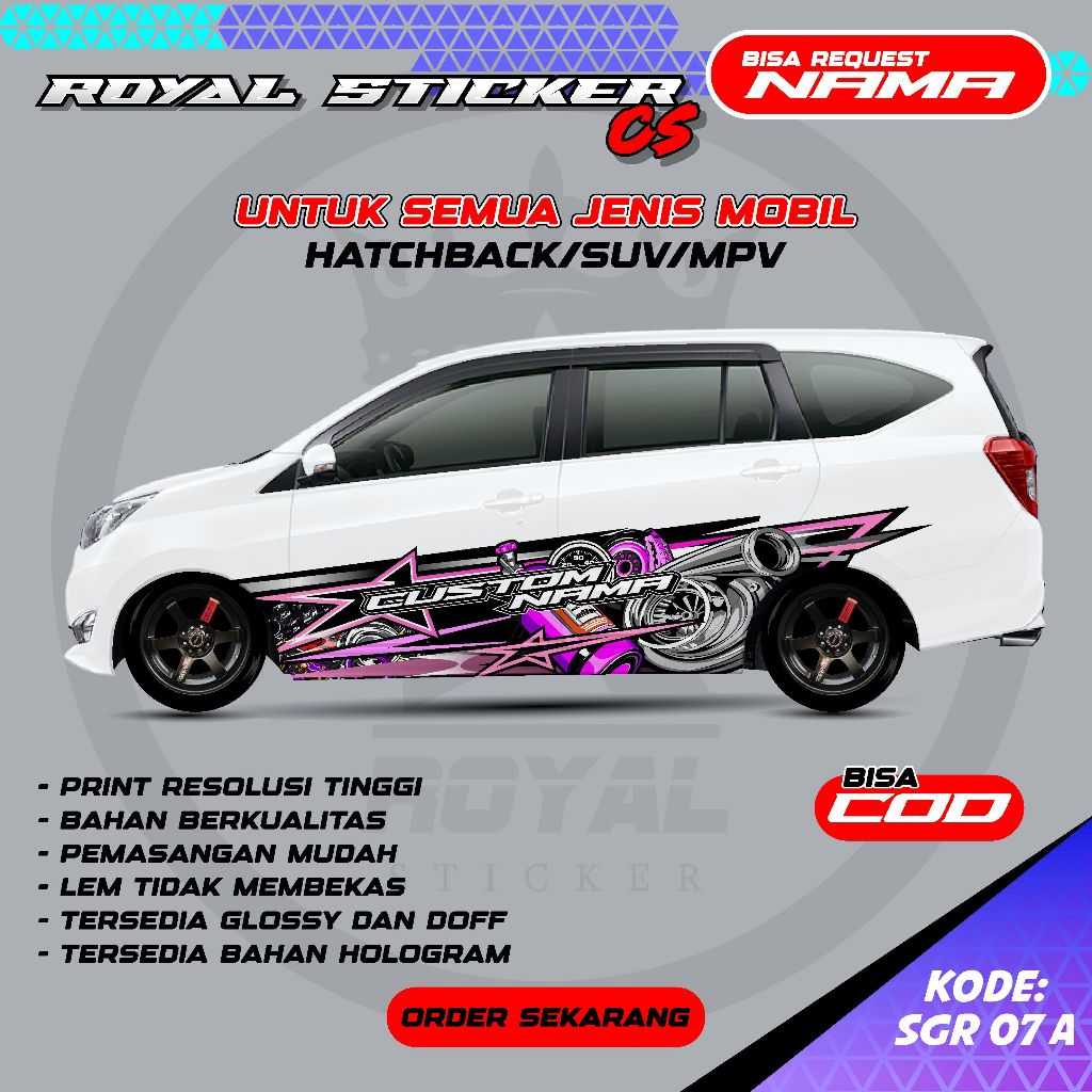Jual SGR 07-DECAL STIKER MOBIL THAILOOK SAMLONG DIESEL SIGRA CALYA BRIO ...