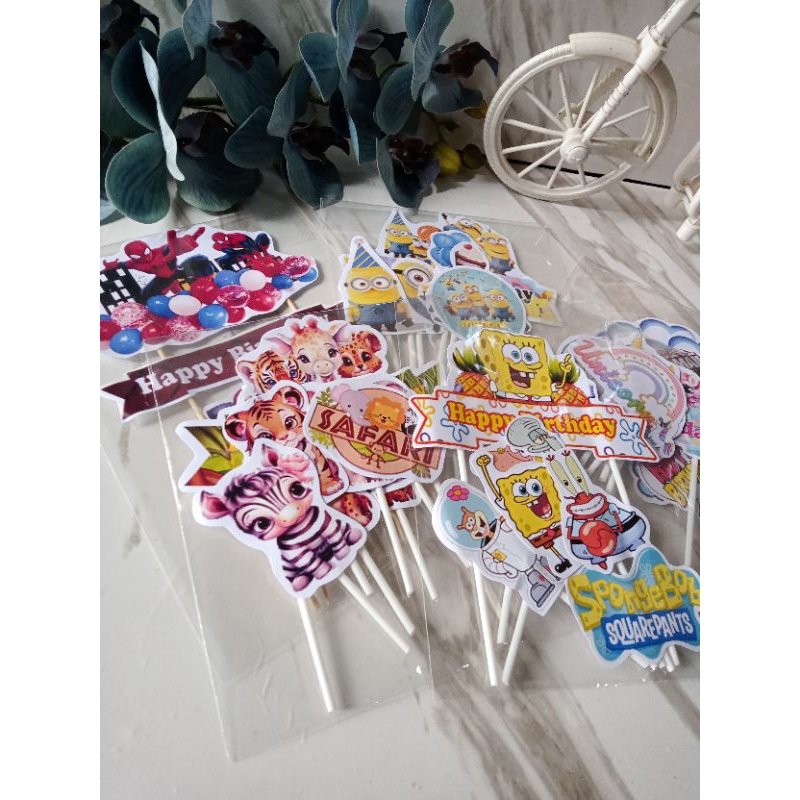 Jual topper kue ulang tahun// topper animasi// hiasan kue ulang tahun ...