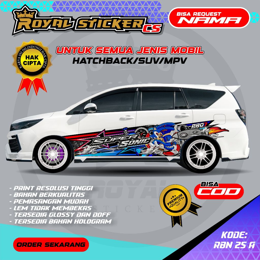 Jual RBN 25-STIKER DECALL DESIGN THAILOOK SEMUA MOBIL INNOVA, FORTUNER ...