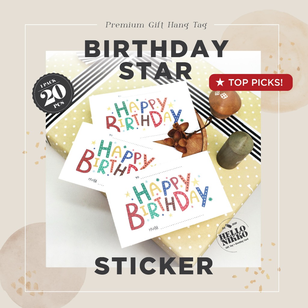 Jual Birthday Star Sticker - Hang tag kartu ucapan kado sticker hampers ...