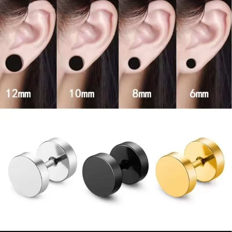 Jual Anting pria wanita model barbel putar titanium anti karat | Shopee ...