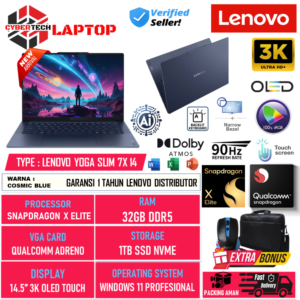 Jual Laptop Lenovo Yoga Slim 7x 14 OLED Qualcomm Snapdragon X Elite ...