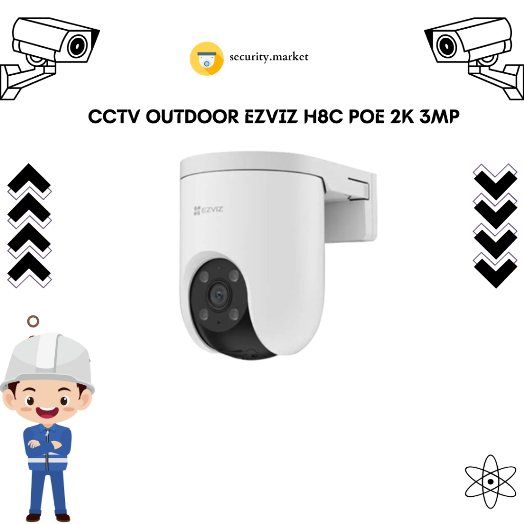 Jual EZVIZ CS-H8C 3MP 2K PoE ColorVu Pant & Tilt CCTV Outdoor 2 Way Audio Alarm | Shopee Indonesia