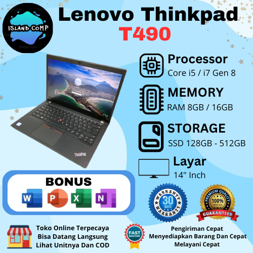 Jual Lenovo Thinkpad T490 Core i5 / i7 Gen 8 RAM 8GB / 16GB SSD 128 ...