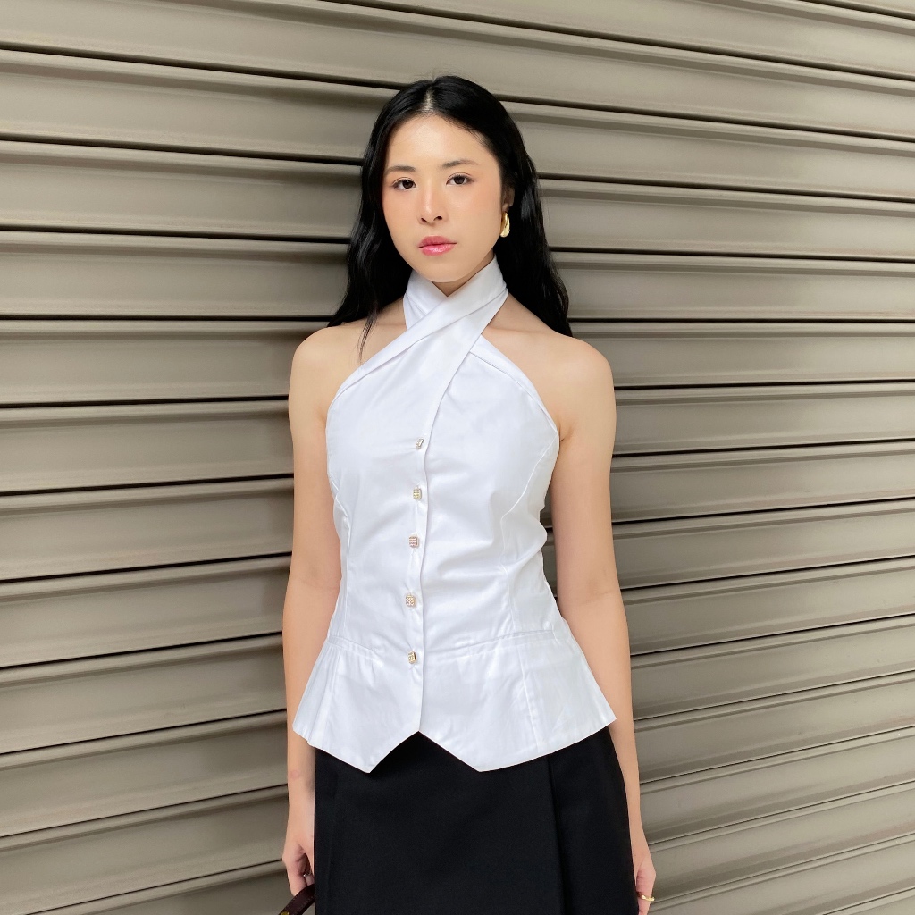 Jual Dear Daphne - Sora Top | Criss Cross Halter Top | Shopee Indonesia