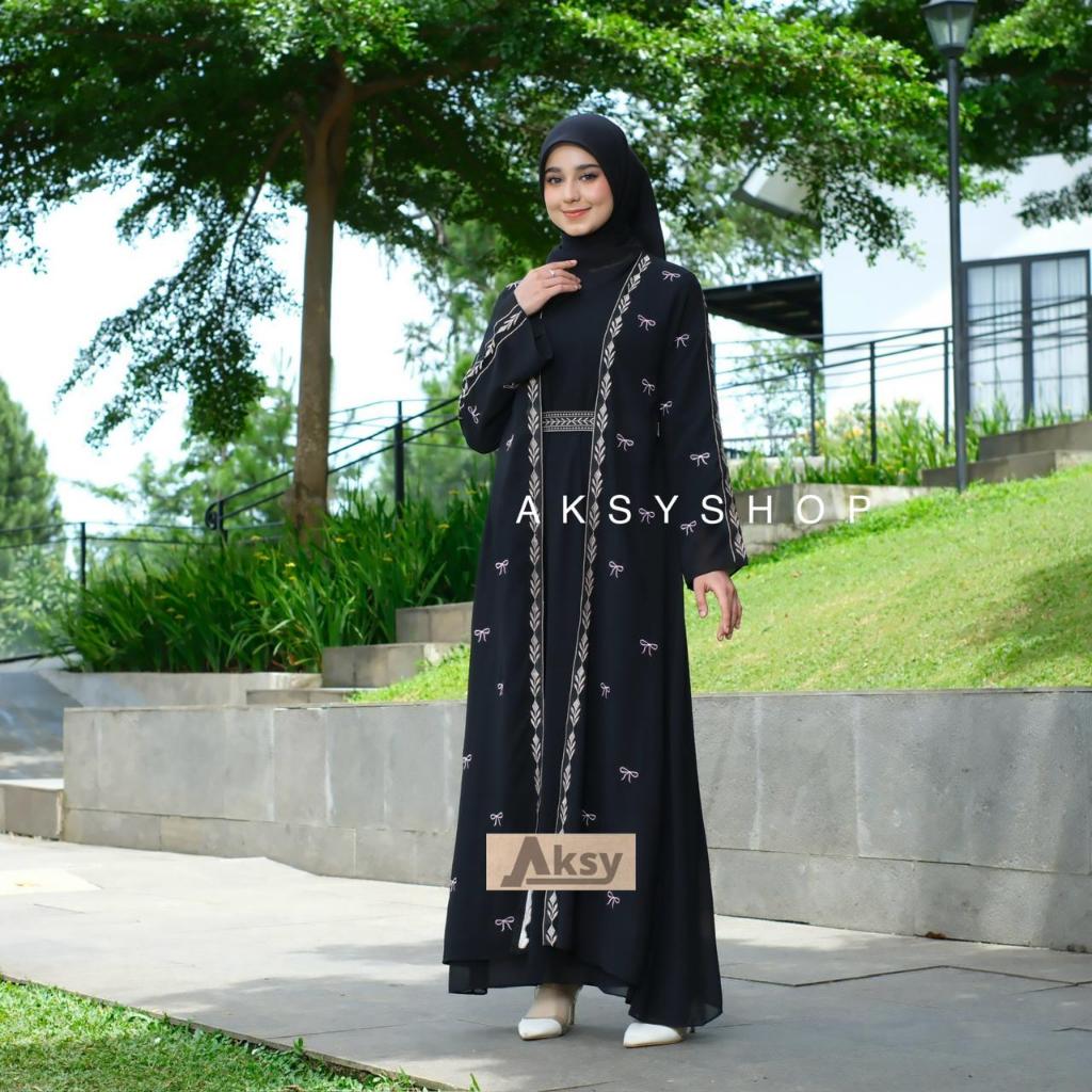 Jual Salwa Abaya Dress Ceruty Babydoll Aplikasi Bordir Cantik Gamis ...