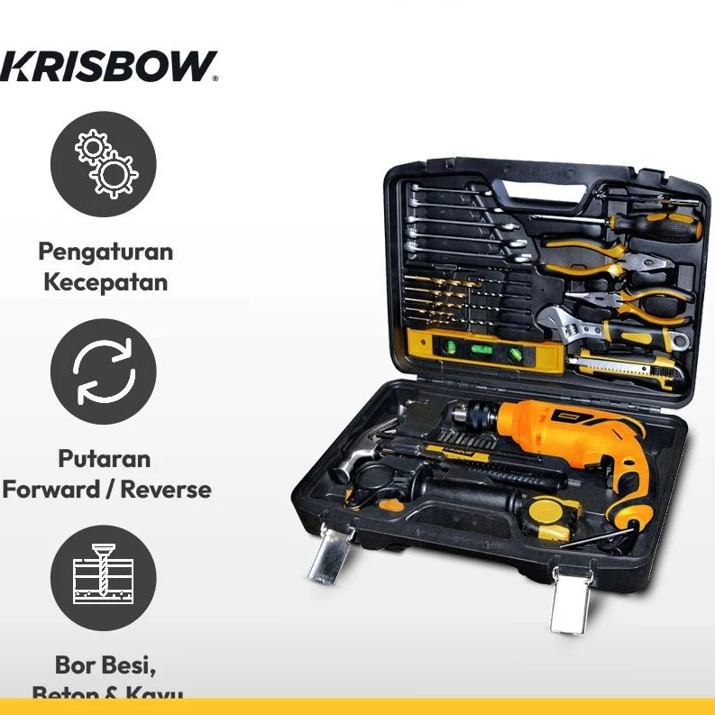 Jual Krisbow Impact Drill Set Bor Listrik Beton 600W 37 Pcs | Shopee ...