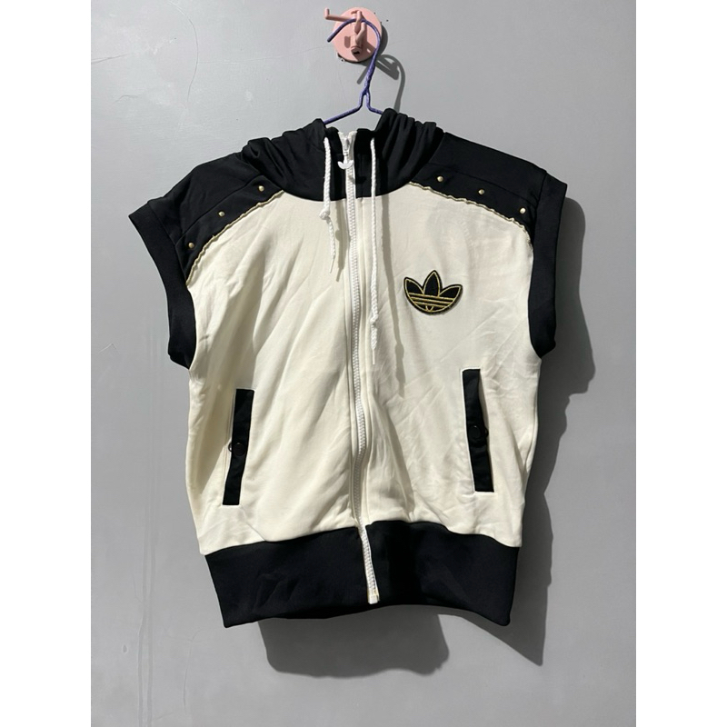 Jual pl ADIDS vest/rompi hoodie jacket in black white | Shopee Indonesia