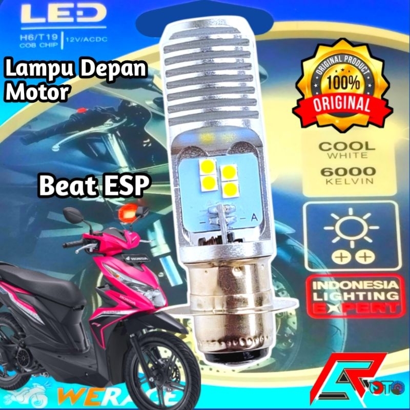 Jual Lampu LED Motor Honda BEAT ESP Depan Cahaya putih terang H6 T19 Volt 12 AC/DC Bohlam ...