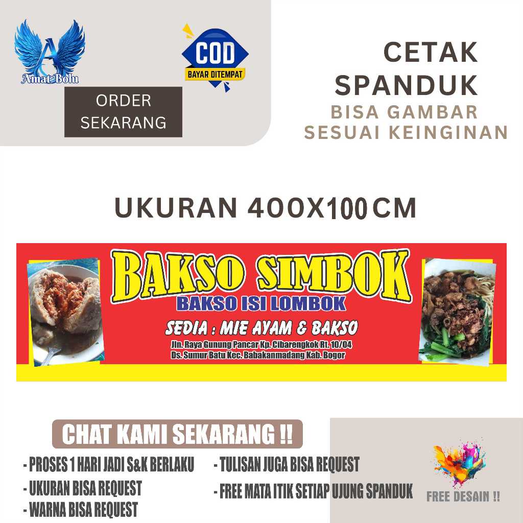 Jual Cetak Spanduk Banner Bakso Simbok Costom Desain | Shopee Indonesia