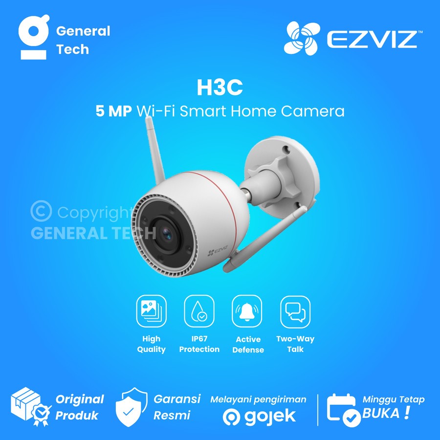Jual Ezviz H3C 5MP 3K Camera Wi-Fi | Smart Home Camera Two Way Talk ...