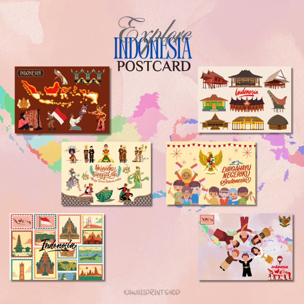 Jual Kartu Pos Map Indonesia | Indonesian Culture Postcard | Kartupos ...