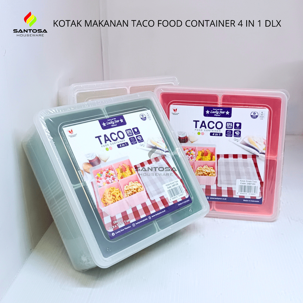 Jual Kotak Makanan Taco Food Container 4 in 1 Dlx [ Lucky Star ...