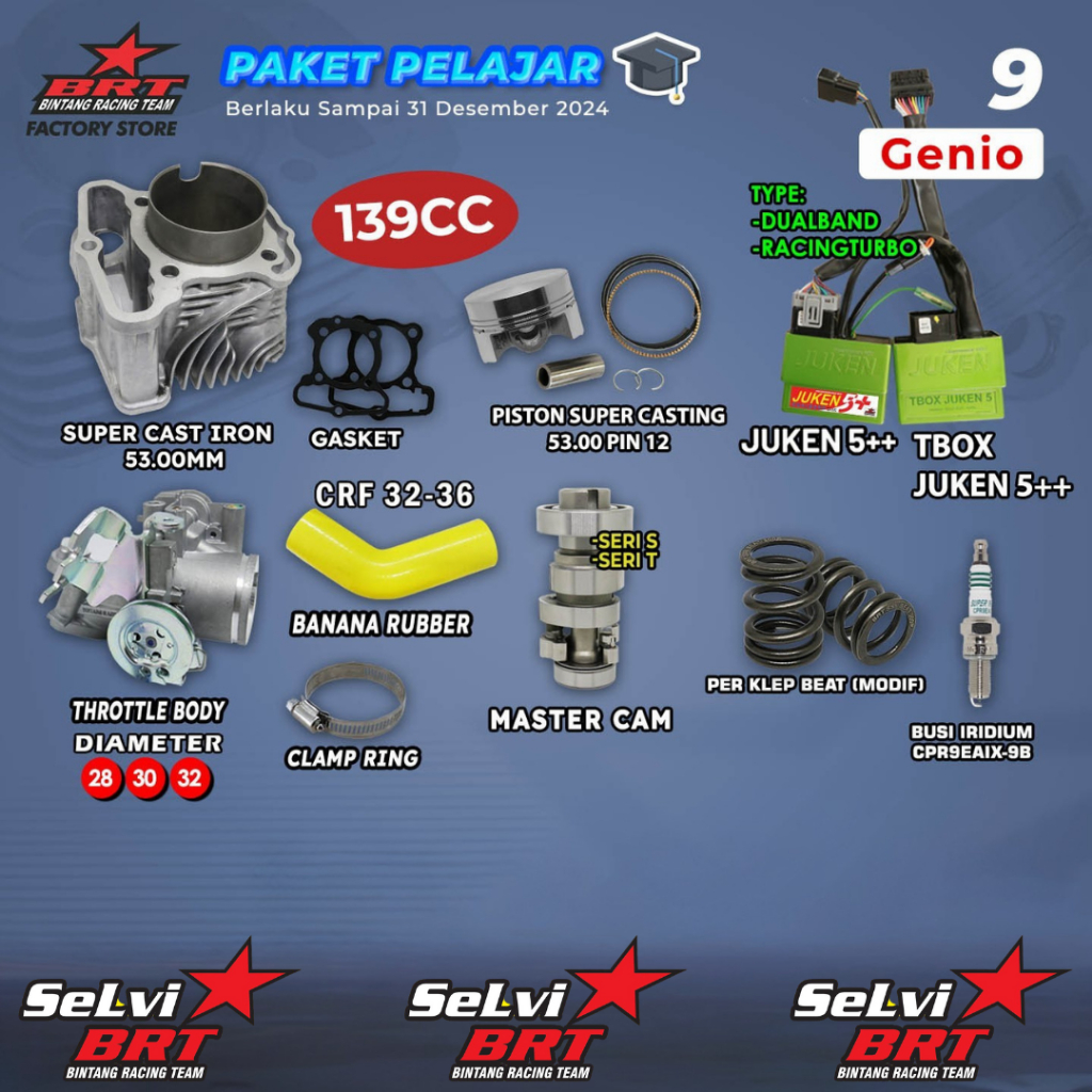 Jual PAKET BORE UP GENIO ALL NEW BEAT 130 CC BRT BLOK SET PISTON PER ...