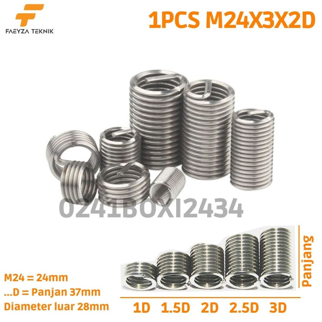 Jual Recoil Helicoil M24 x 3 2D Alat Reparasi Drat Baut 24mm Rusak Slek ...