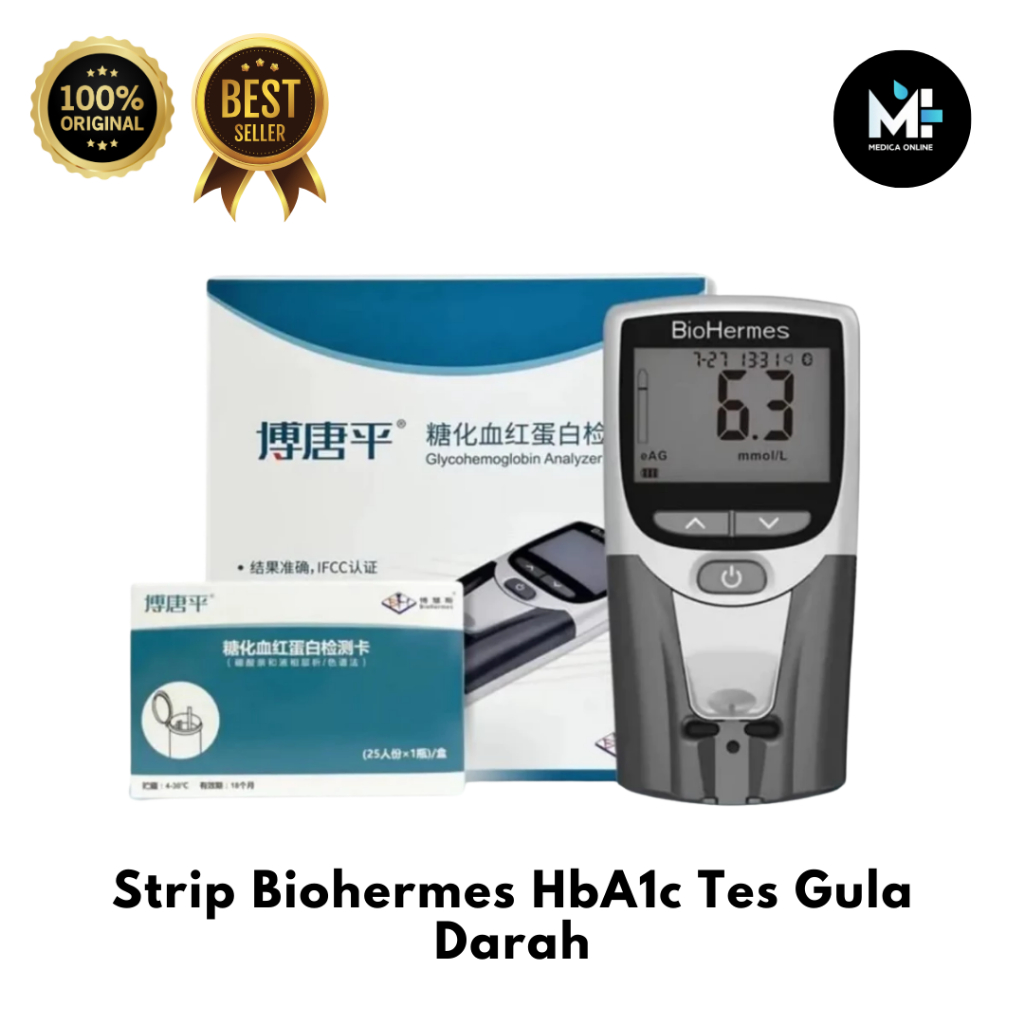 Jual strip biohermes HbA1c tes gula darah | Shopee Indonesia