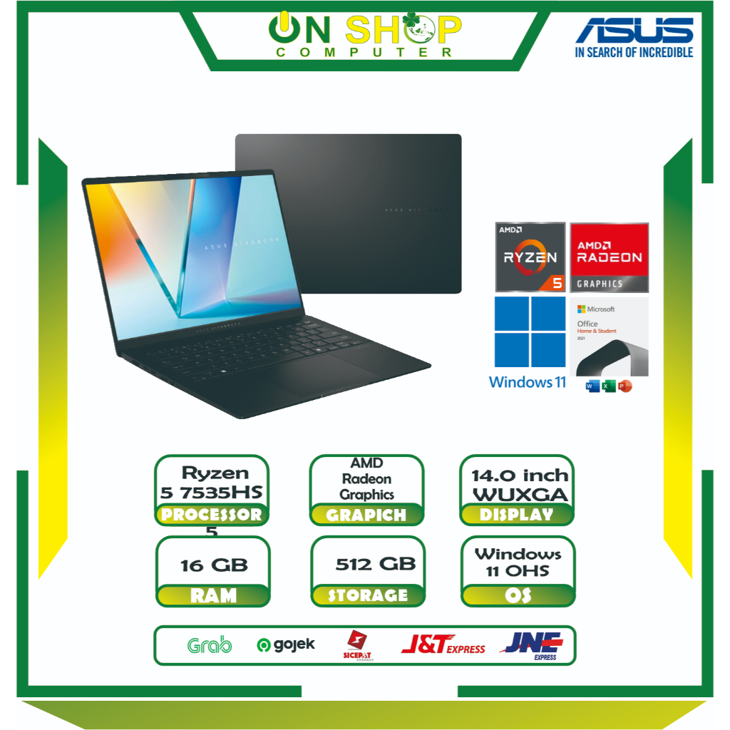 Jual ASUS Vivobook S 14 M5406NA OLED552 AMD Ryzen 5 7535HS RAM 16GB ...