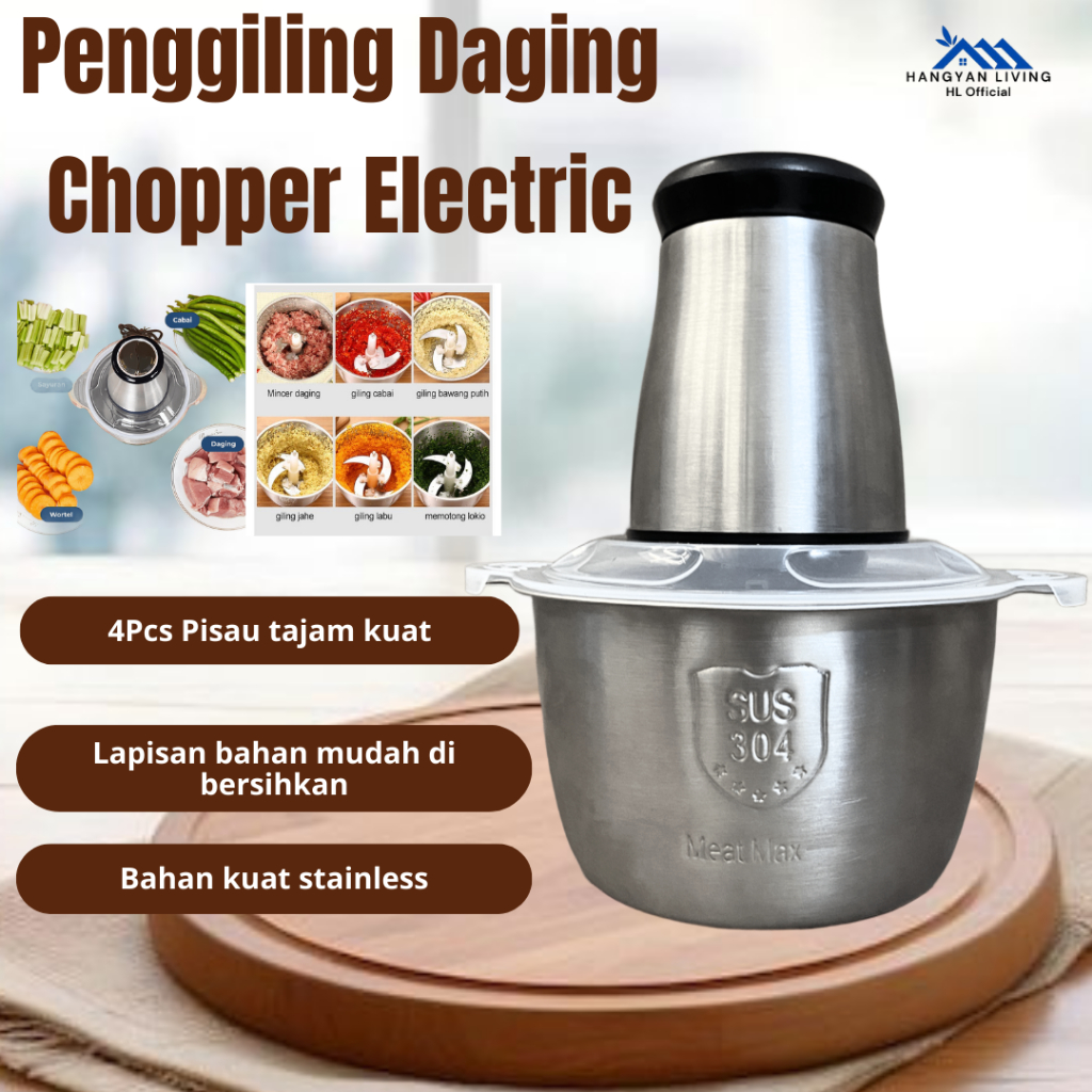 Jual HY Penggiling Daging Meat Grinder 2L Food Chopper Serbaguna Anti ...