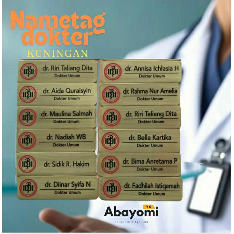 Jual Name Tag Nama Dada Dokter Kuningan Gold Nametag IDI | Shopee Indonesia