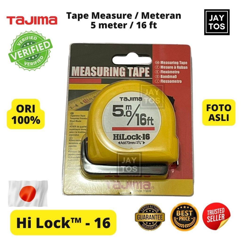 Jual Tajima Asli Hilock Alat Ukur Meteran / Measuring Tape / Tape Measure 5 Meter 16 ft Original ...