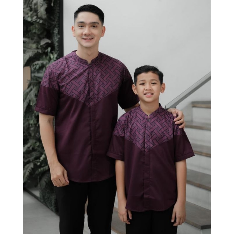 Jual Kurta Couple Ayah Dan Anak Warna Burgundy Sage Green Dan Biru ...