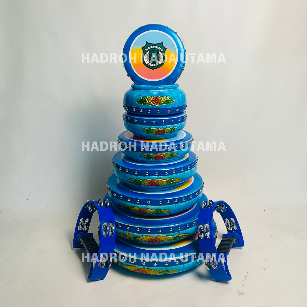 Jual Rebana Qasidah Motif Keramik Ukir Biru 1 Set Susun 8 Rebana Lasqi ...