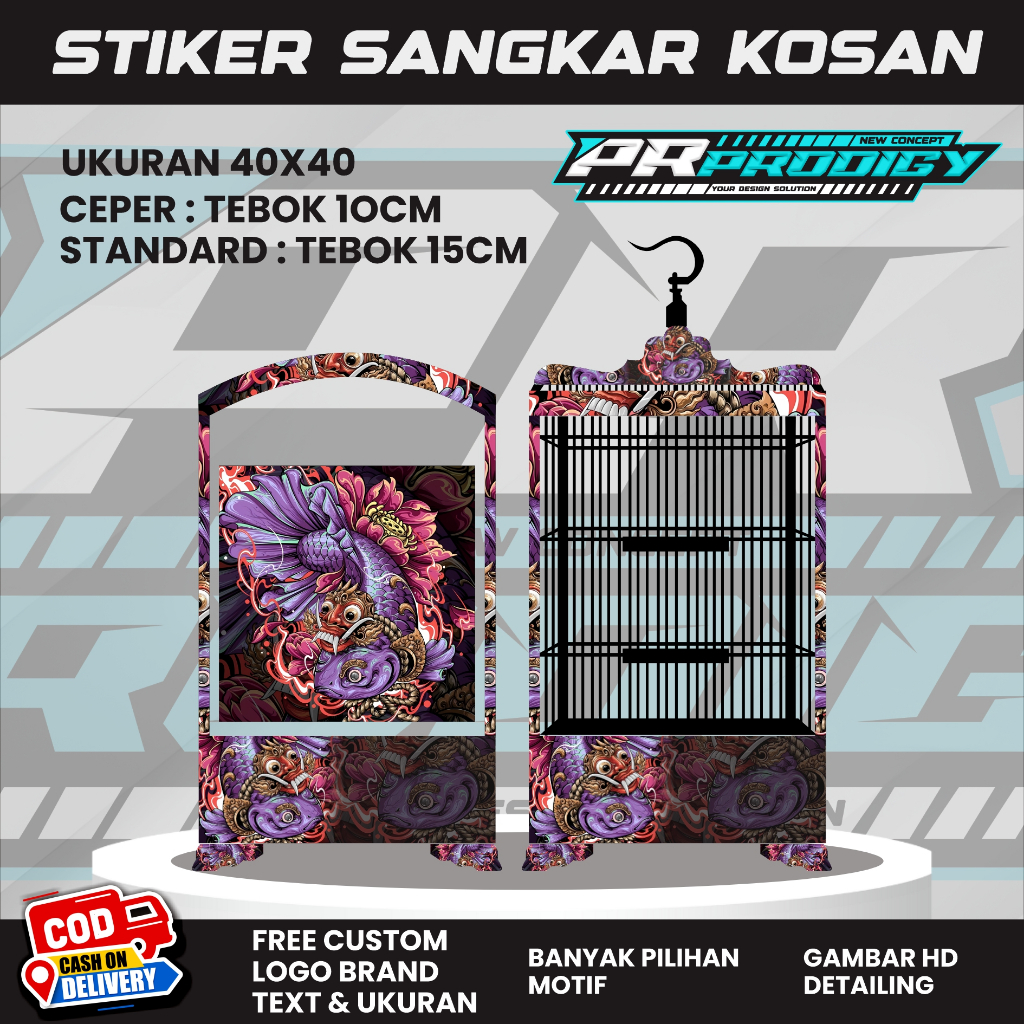 Jual Stiker Decal CUPANG ART /Sangkar Burung Koper/Single Fighter Kotak ...
