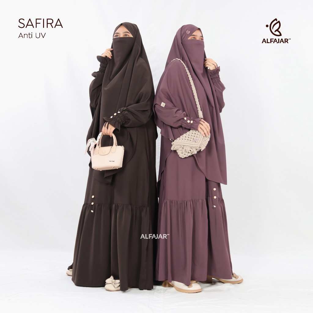 Jual Set Abaya Muslimah SAFIRA Syari Anti UV Umroh Simple Gamis Casual ...