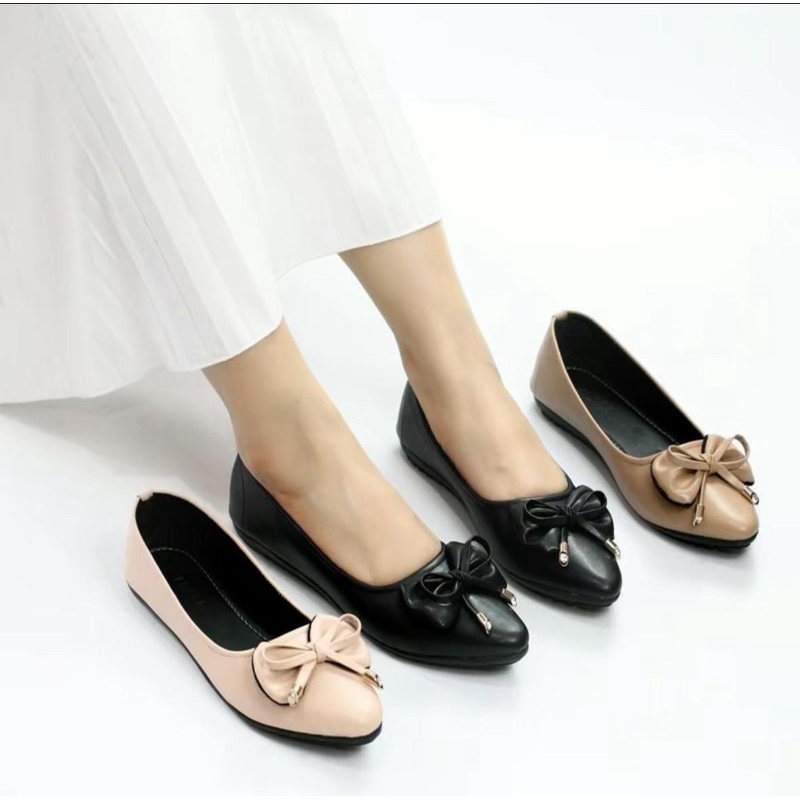 Jual JSB Sepatu balet flatshoes teplek wanita hitam kerja elegan murah ...