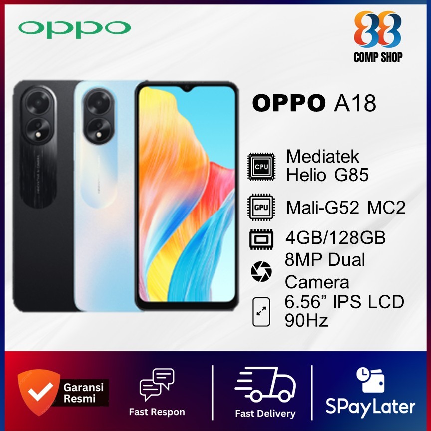 Jual OPPO A18 4GB 128GB BLACK (BOX CHA+CAS+SCR) | Shopee Indonesia