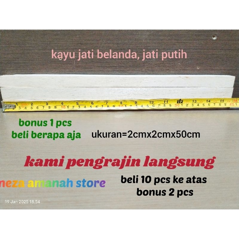 Jual reng list kayu jati belanda, jati putih ukuran 50x2x2 cm -+ harga ...