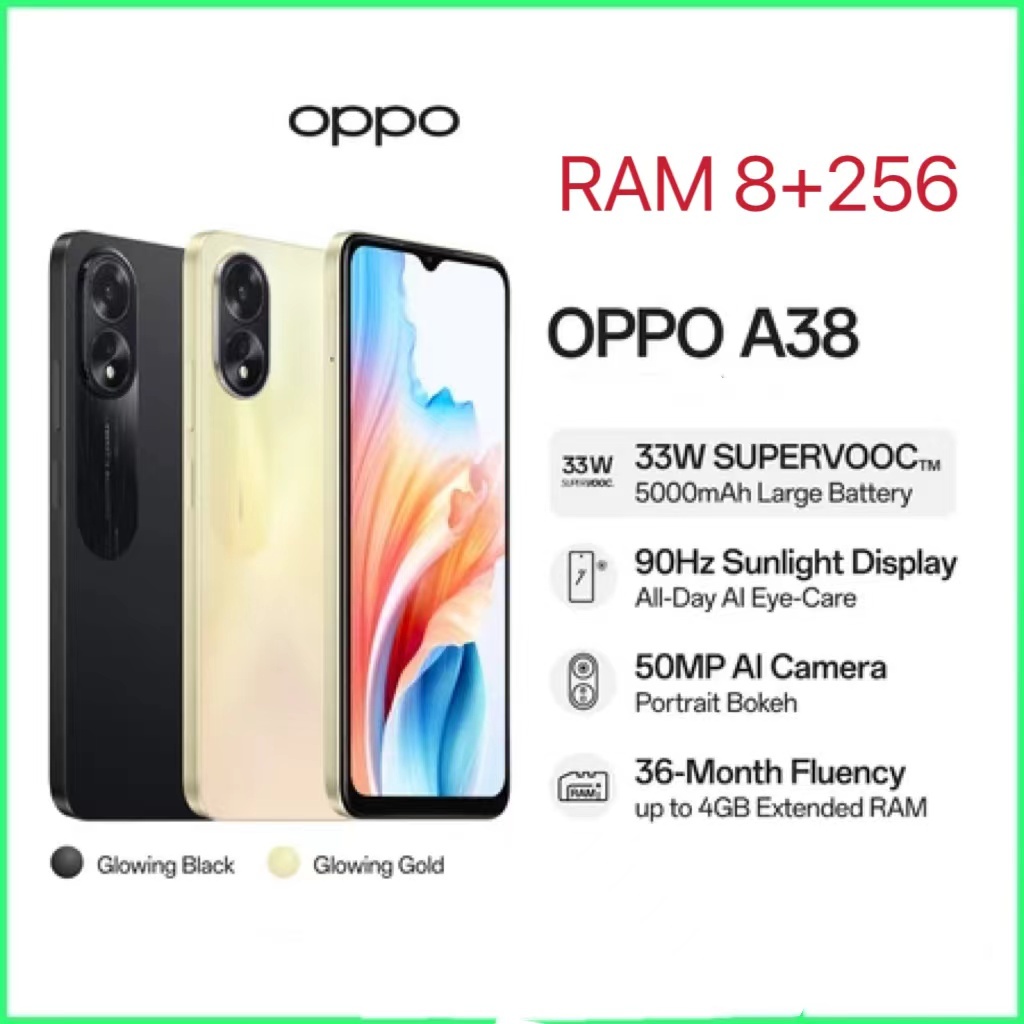 Jual OPPO A38 8GB+256GB 5000mAh SUPERVOOC 33W, 90Hz Sunlight DIsplay ...