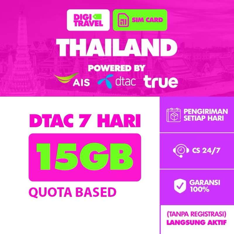 Jual Simcard Thailand DTAC 7 hari 15GB | Shopee Indonesia