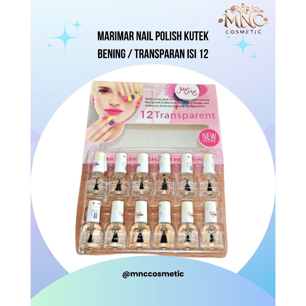 Jual MARIMAR NAIL POLISH / KUTEK BENING TRANSPARAN ISI 12 PCS | Shopee ...