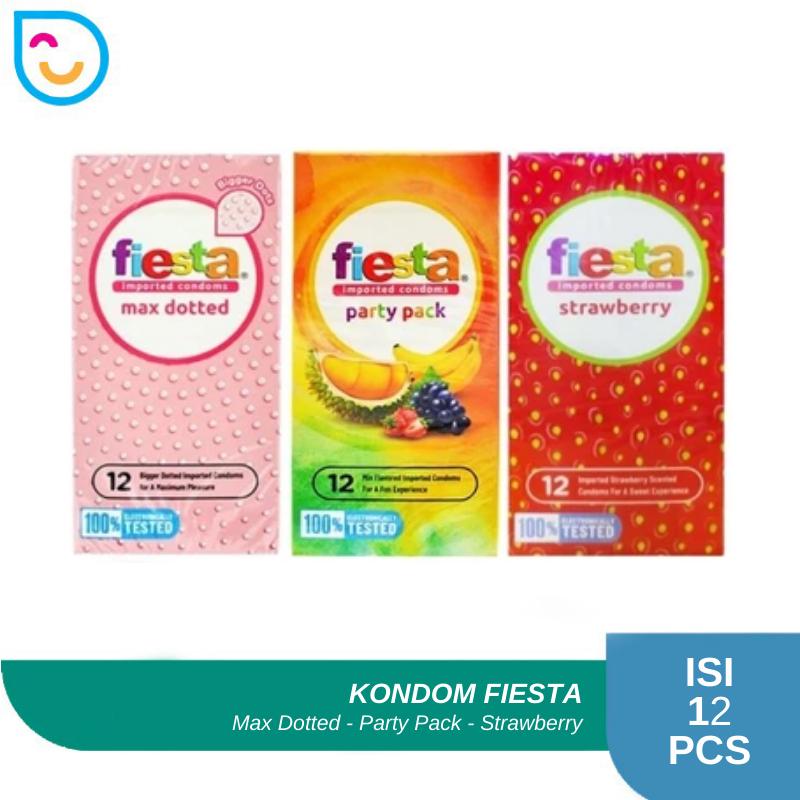 Jual Kondom Fiesta Isi 12 Sachet / Max Dotted / Party Pack / Strawberry ...