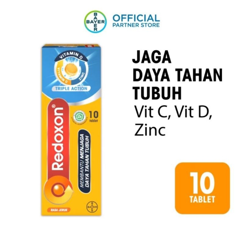Jual Redoxon Vitamin C + Zinc Rasa jeruk 10 tablet triple action ...