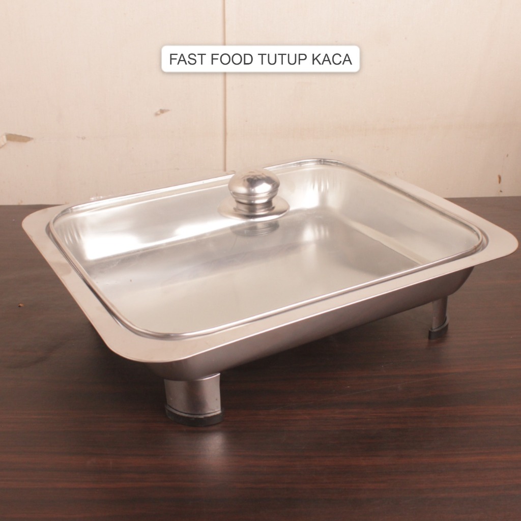 Jual TEMPAT SAYUR/LAUK FAST FOOD STAINLESS TUTUP KACA | Shopee Indonesia