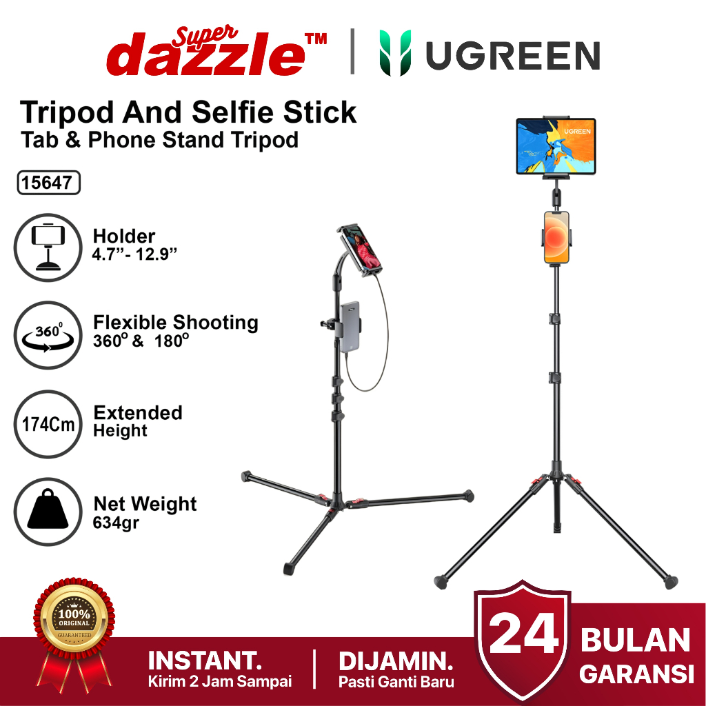 Jual [ TERLARIS ] UGREEN Tripod Stand Dual HP Tablet Kamera SLR ...