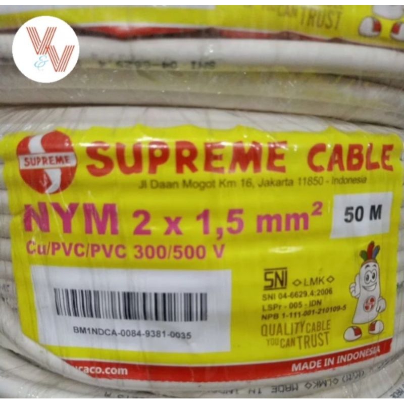 Jual kabel listrik SUPREME 2x1,5 NYM kawat tembaga harga/roll | Shopee Indonesia
