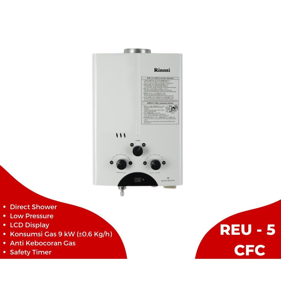 Jual RiNNAi Instant Gas Water Heater : Tipe = REU-5 CFC (5L) | Shopee Indonesia