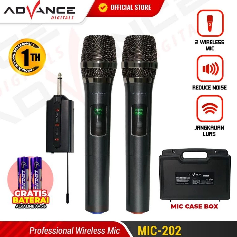 Jual Advance MIC202 Double Mic Bluetooth Karaoke Wireless Microphone ...