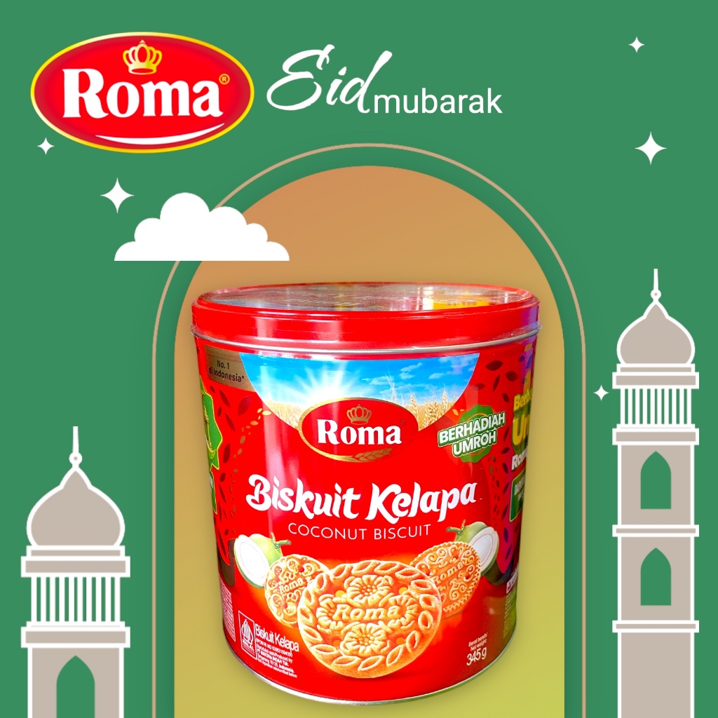 Jual Roma Biskuit Kelapa KALENG 345 Gram Berhadiah UMROH. Kue Lebaran ...