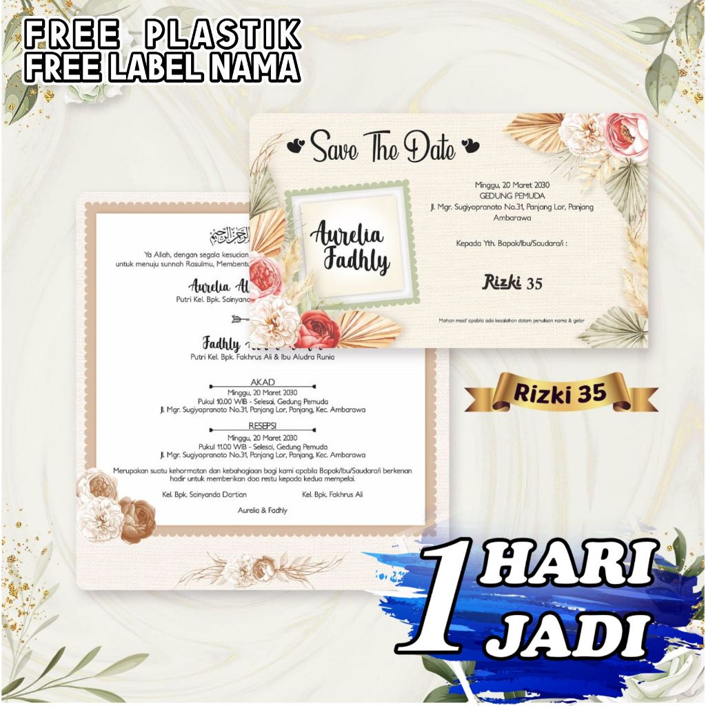 Jual Cetak Undangan Pernikahan Rustik Elegan Unik Desain Terbaru Rizki ...