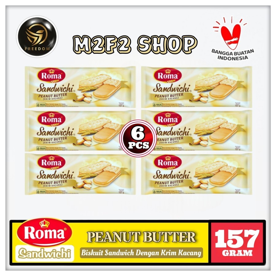 Jual Roma Biskuit Sandwichi Peanut Butter | Krim Kacang - 157 gr ...
