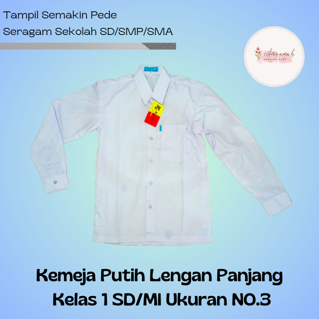 Jual UKURAN 3 KELAS 1 SD/TK Baju Putih Lengan Panjang Sekolah /UKURAN 3 ...