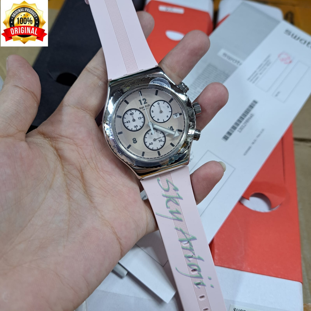 Jual SWATCH YVS532 Poppingly Pink Jam Tangan Original | Shopee Indonesia