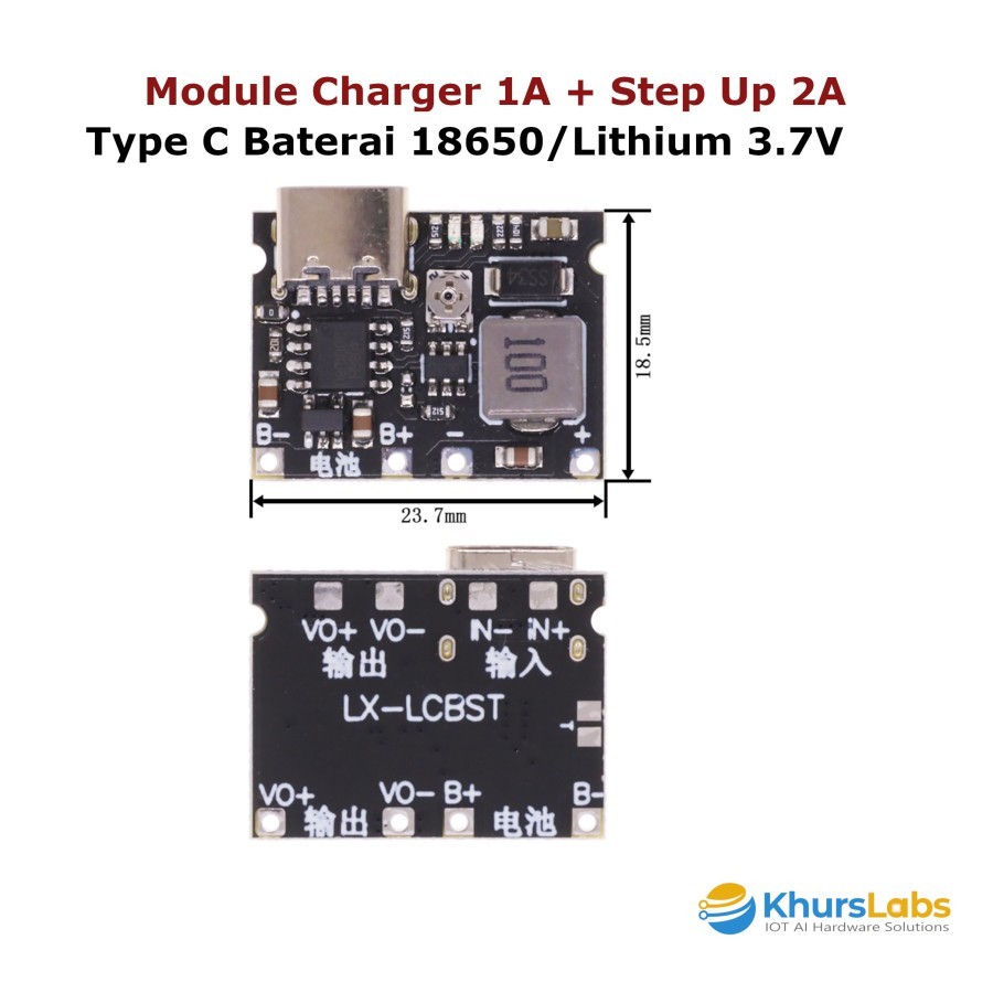 Jual Modul Charger Type C 1A Module Step Up 2A Baterai 18650 / Lithium ...