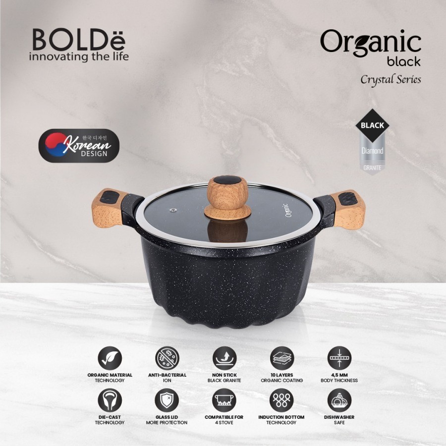 Jual BOLDe Organic Black Casserole Pan 24 Cm + Glass Lid Panci Ceramic ...