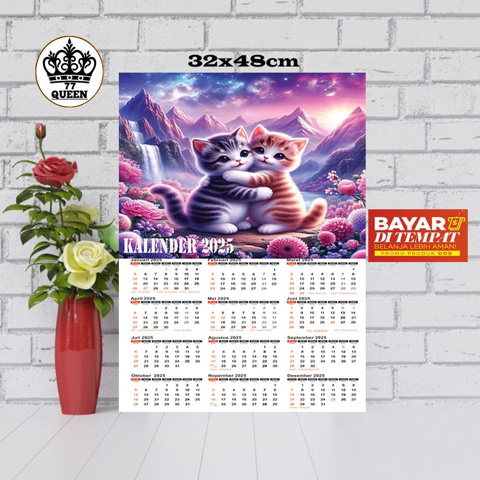 Jual KALENDER TAHUN 2025 GAMBAR KUCING/POSTER GAMBAR KUCING/KALENDER ...
