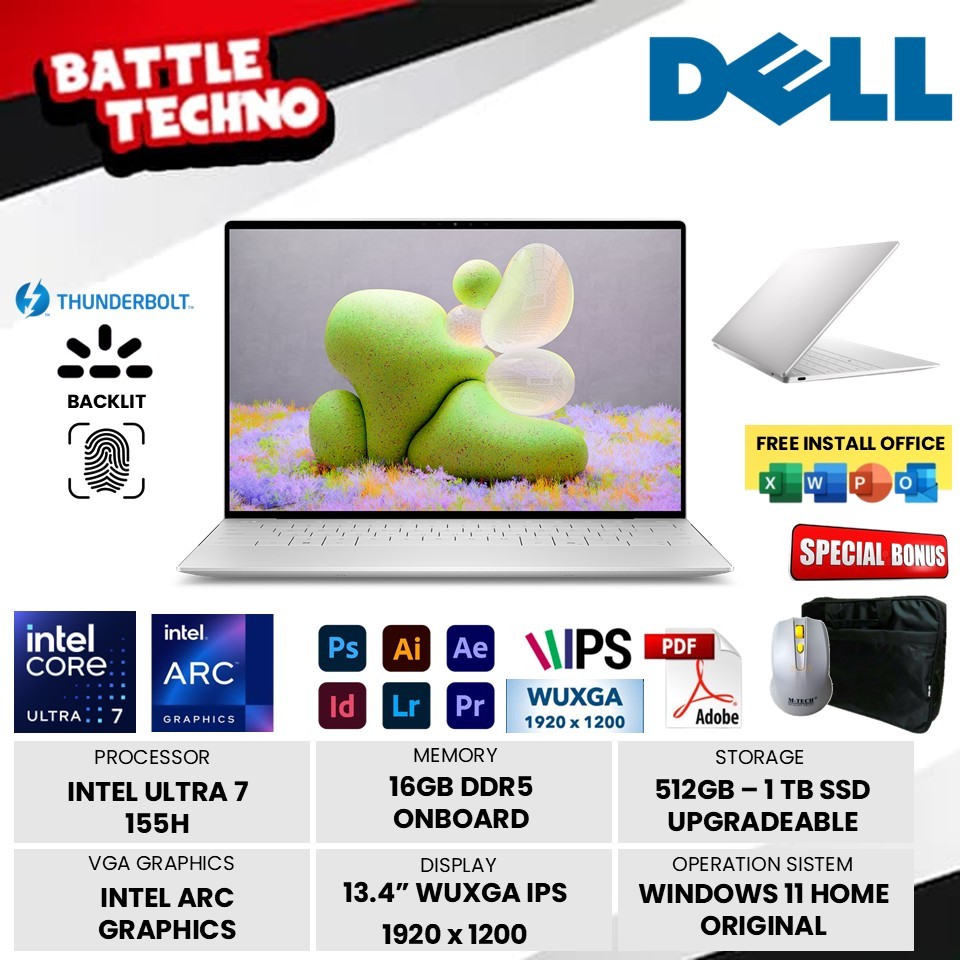 Jual Laptop Dell Xps 9340 Intel Evo Ultra 7 155H Ram 16GB SSD 512GB 13. ...